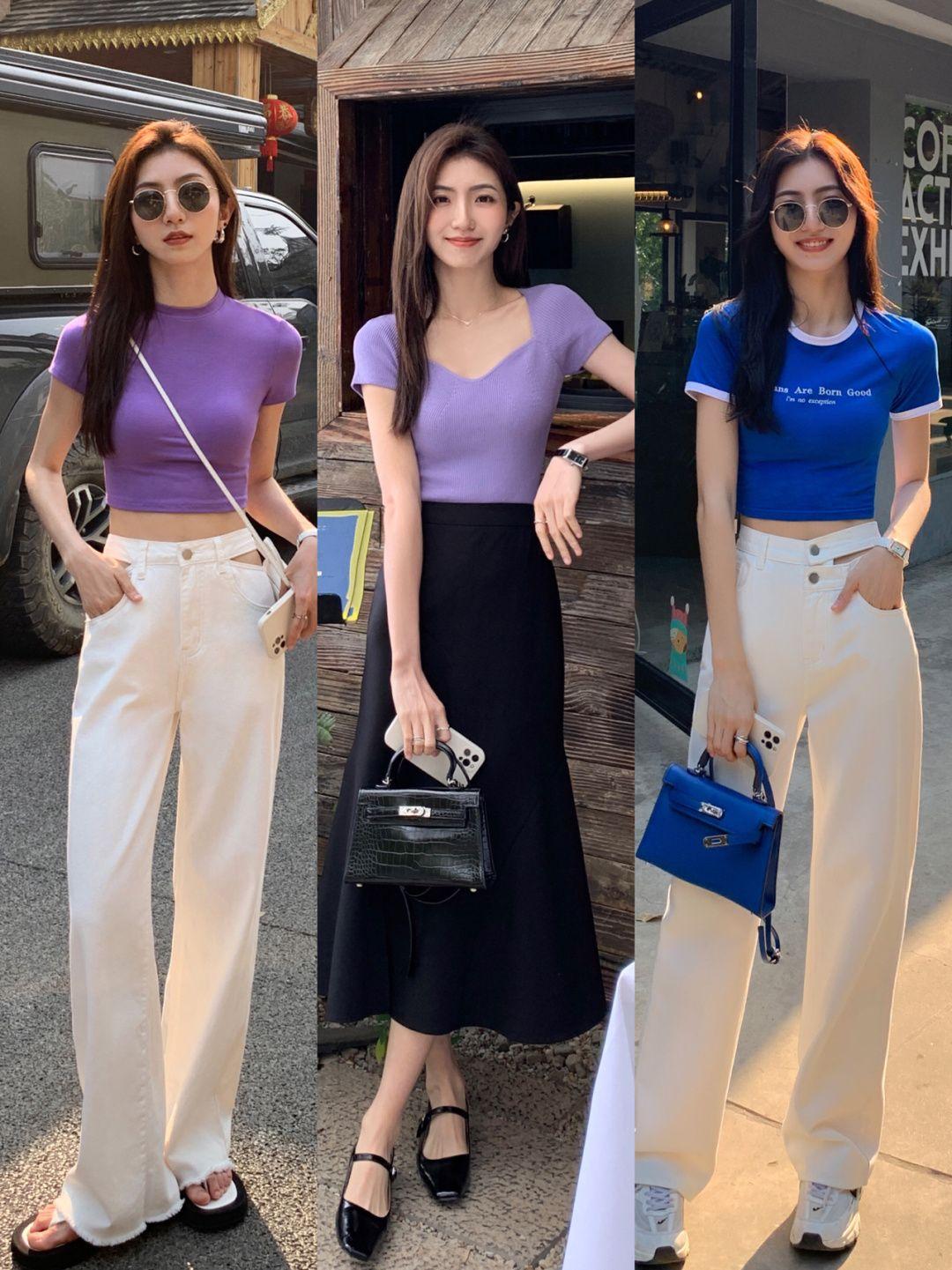 It is popular to wear waist-length short T-shirts this summer (it is ...